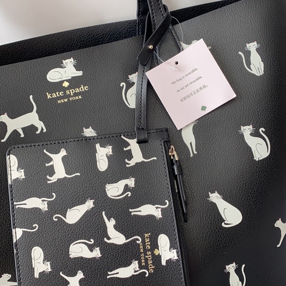 kate spade | Bags | Kate Spade Whiskers Cat Printed Large Reversible ...